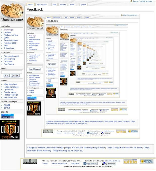 Feedback - Uncyclopedia, the content-free encyclopedia Feedback - Uncyclopedia, the content-free encyclopedia