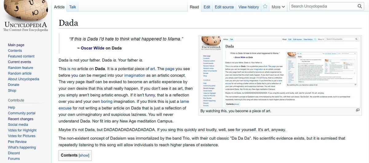 Dada - Uncyclopedia, the content-free encyclopedia