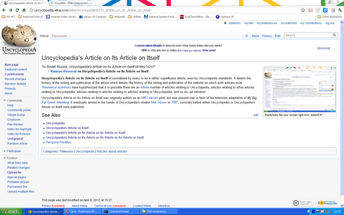 Uncyclopedia's Article on Its Article on Its Article on Itself ...